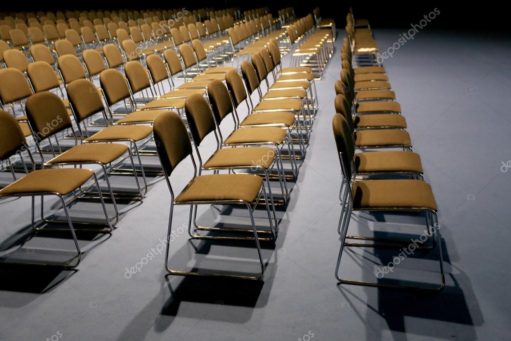 Rows of empty chairs prepared for an indoor event — Stock Photo ...