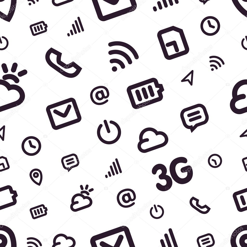 Mobile Interface Icon Pattern. White vector background Stock Vector ...