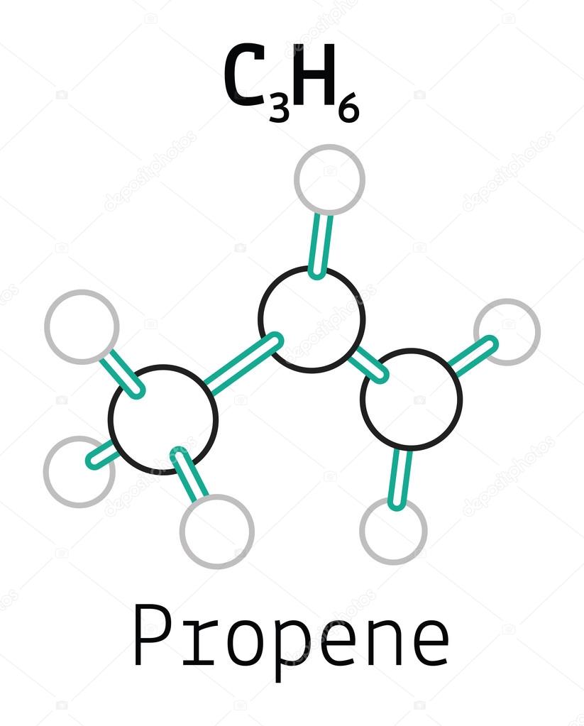 Propeno estructura | Molécula de propeno C3h6 — Vector de stock ...