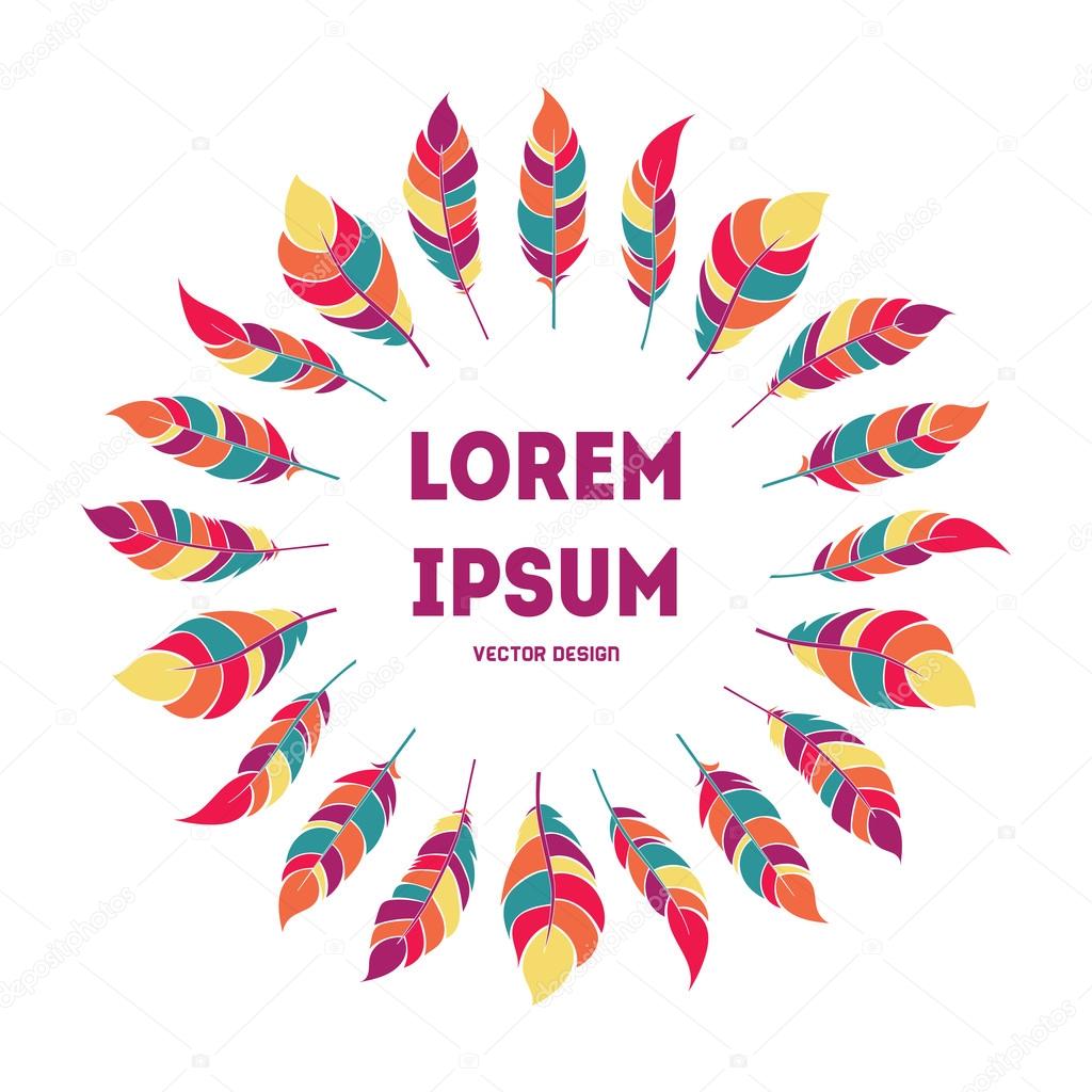 Colorful flat feathers frame Stock Vector Image by ©HappyJack #124004152