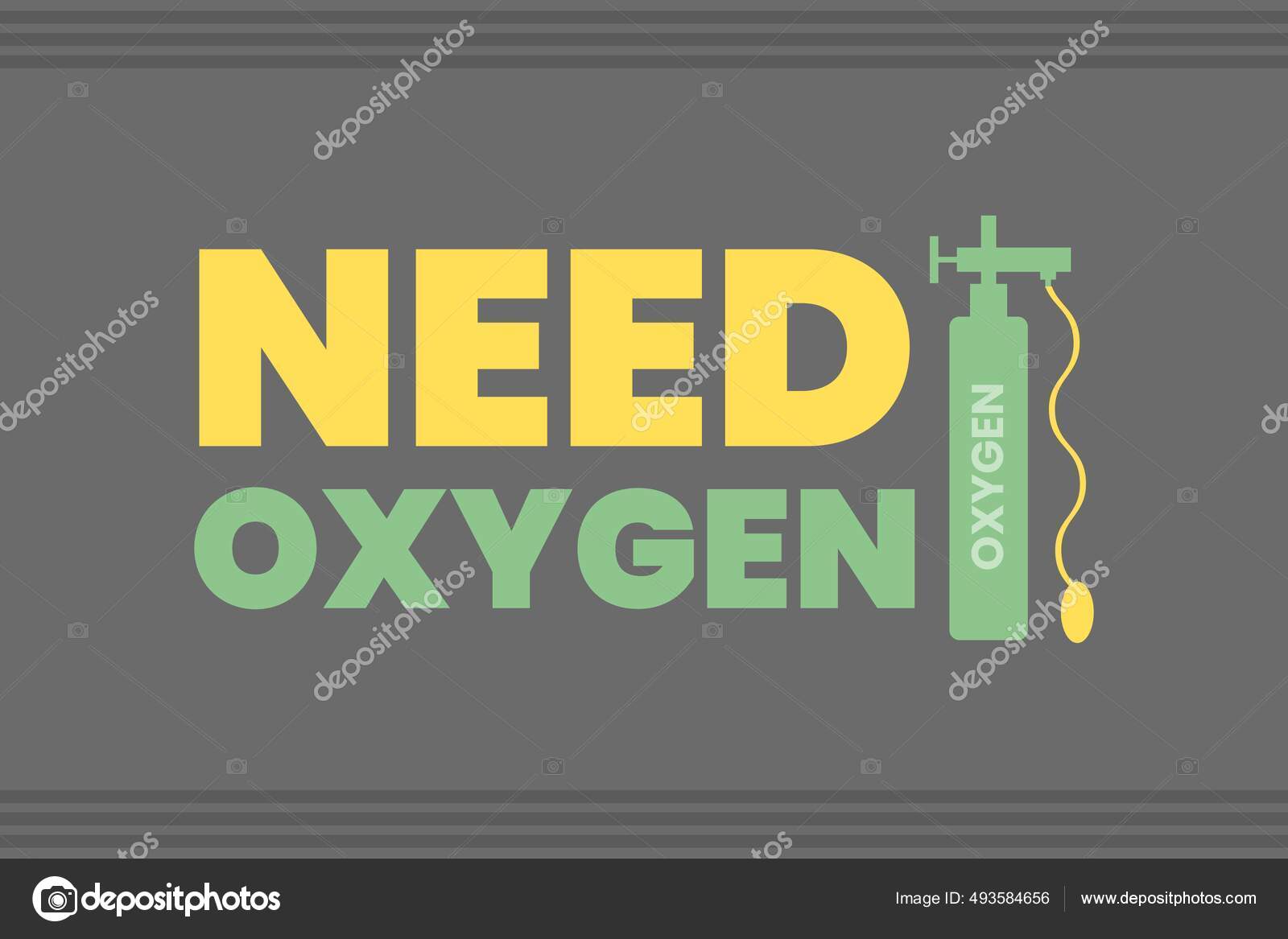 Need Oxygen Typography Oxygen Cylinder Bottle Symbol Covid Patient ...