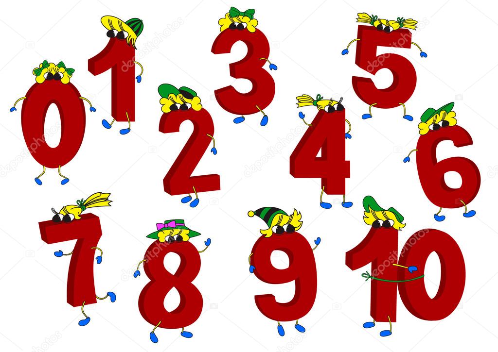 Set of 3D funny animated red numbers Stock Illustration by ...