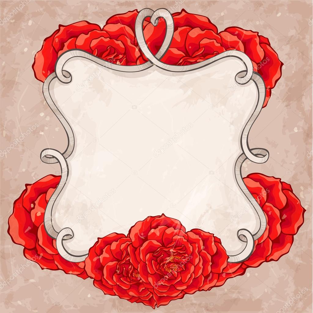 Frame card with beautiful roses Stock Vector by ©karinacornelius 73783767