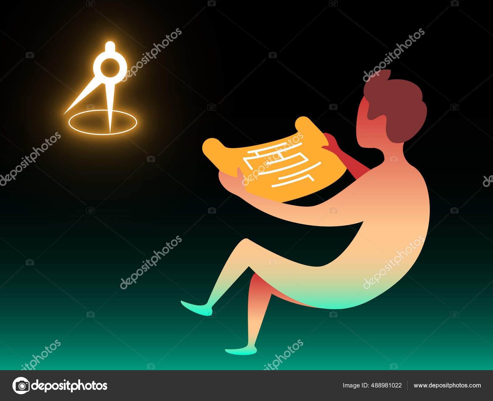 Planeador. Composição do vetor em estilo gradiente Vetor de stock de ...