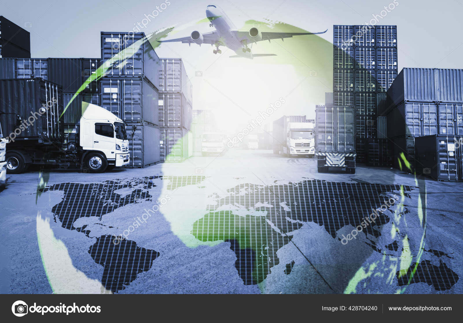 Logística Transporte Contenedor Buque Carga Con Remolcador Océano ...