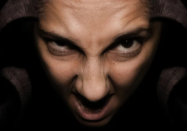 Face of woman victim of serious domestic violence abuse attack nose ...