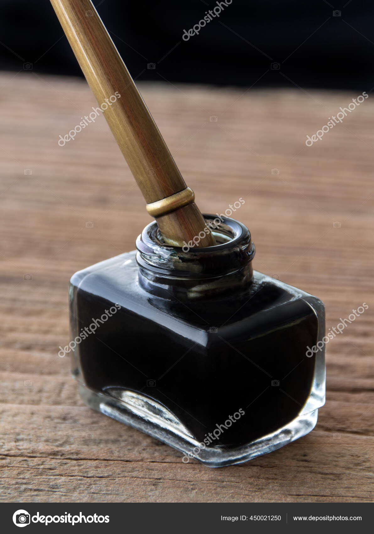 Ink Pot Close Background Stock Photo by ©Photosg 450021250
