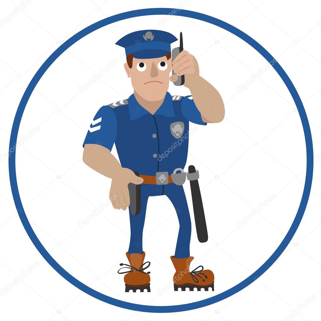 Vector illustration of policeman talking on a mobile phone Stock Vector ...