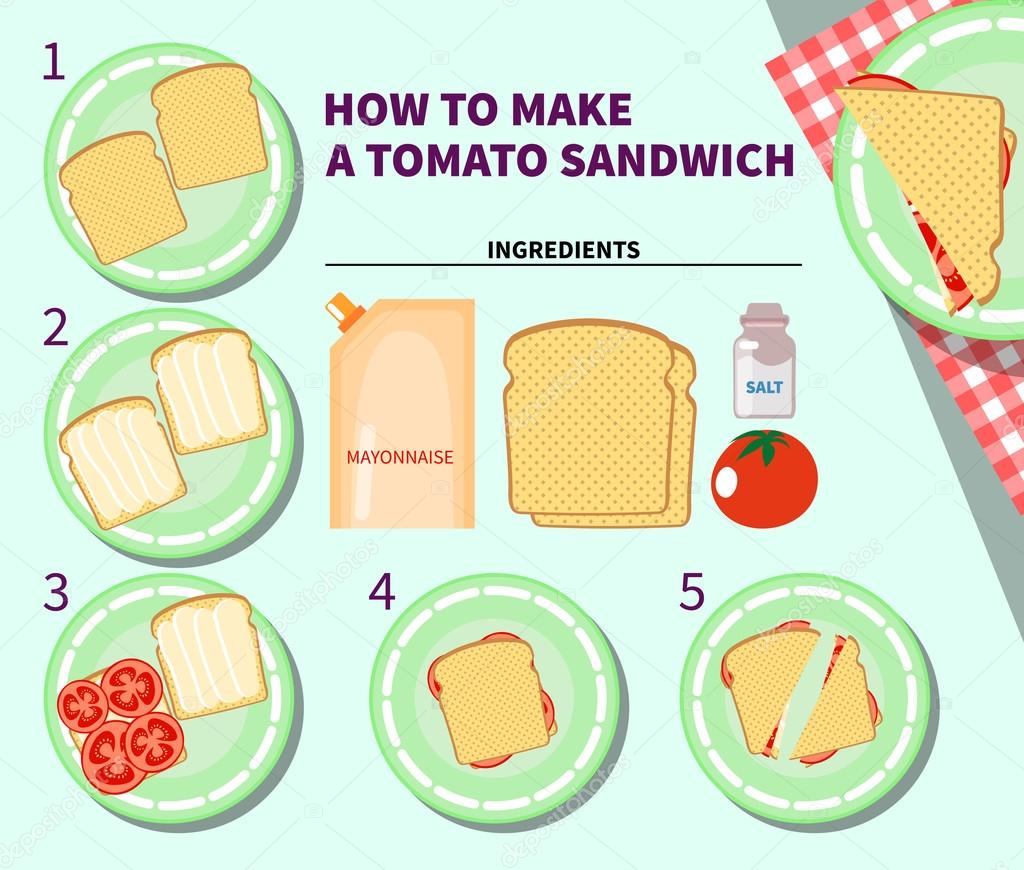 Recipe infographic for making a tomato sandwich — Stock Vector ...