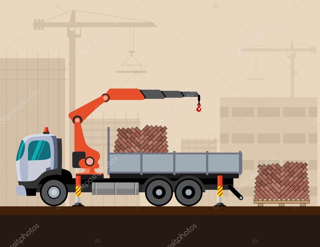 Truck Loading Cartoons With Cranes