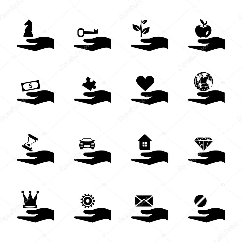 Hand and object concept vector icon set Stock Vector Image by ...