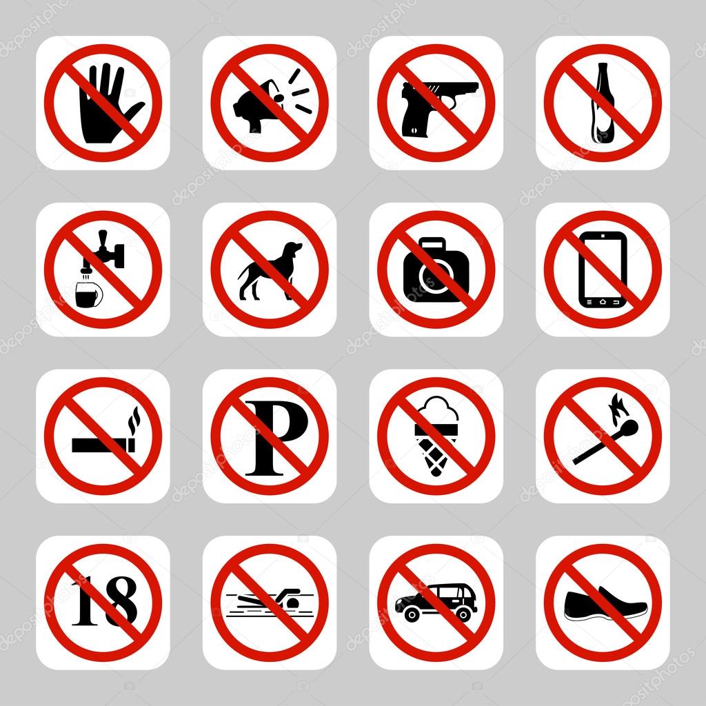 Conjunto De Signos De Prohibicion Simbolos Vectoriales Vector Grafico