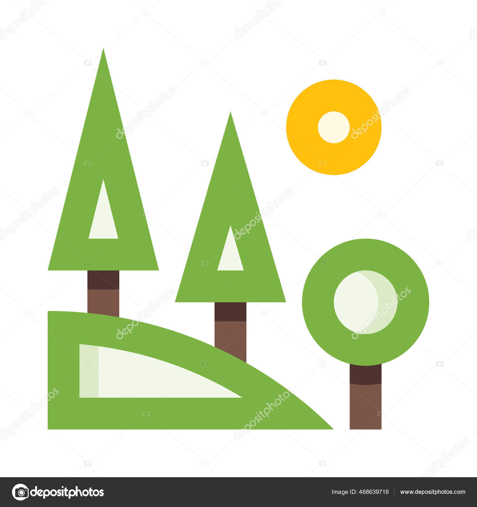 Forest Icon Vector Illustration Isolated White Background Stock Vector ...