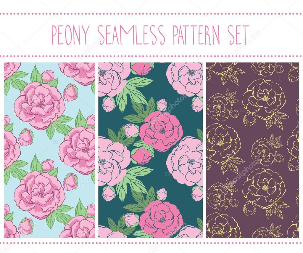 Peony pattern set Stock Vector Image by ©jukapulka #68256537