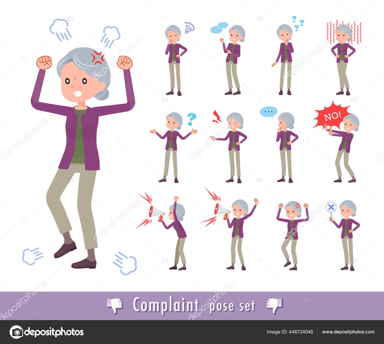 Set Senior Women Expressing Discontent It's Vector Art Easy Edit Stock ...