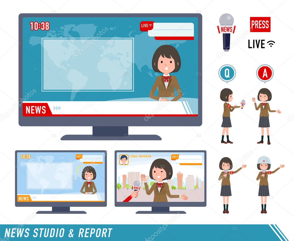 Un conjunto de colegiala que aparece en los programas de noticias. Es ...