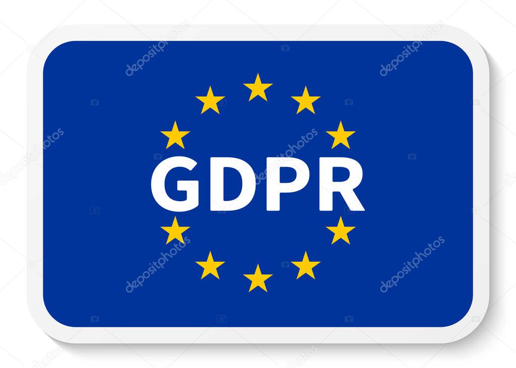 Icono redondeado de pegatina rectangular con la bandera de la UE y el ...