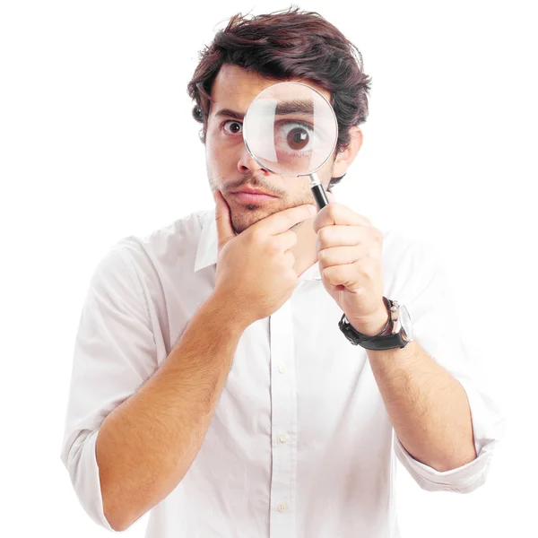 Man looking with magnifying glass Stock Photo by ©get4net 1147774