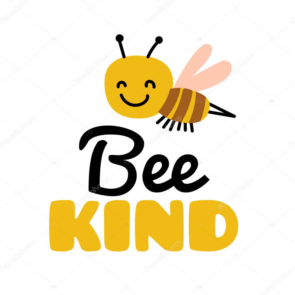 Bee (be) kind - texto. Ilustración vectorial aislada. Auto amor ...