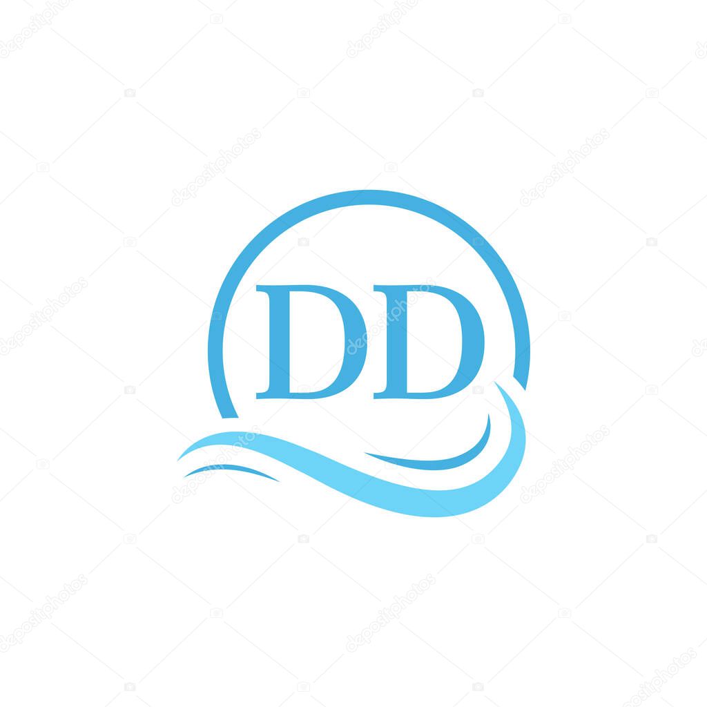 DD Lettering Logo Design in Water Wave. Diseño moderno del logotipo de ...