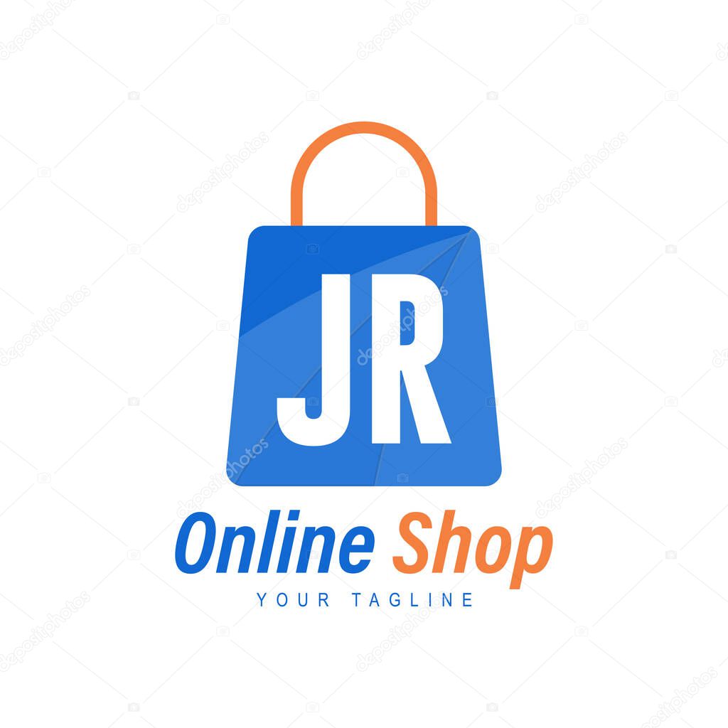 Diseño de Logo Carta JR con icono de la bolsa de compras. El concepto ...