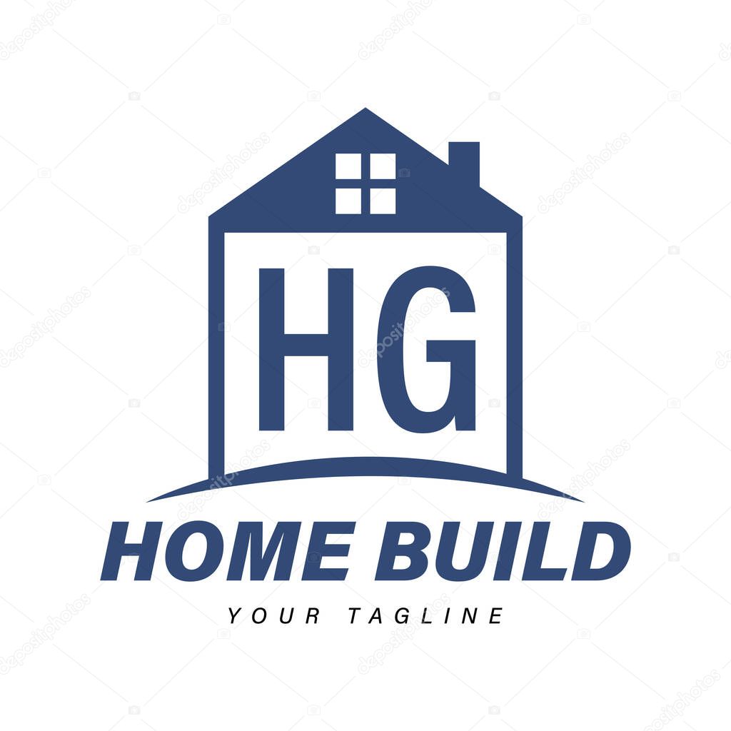 Diseño del logotipo de la letra HG con los iconos caseros, la vivienda ...