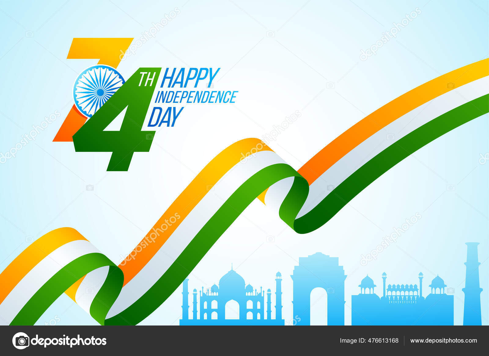 Happy Indian Independence Day Celebration National Tricolor Ribbon ...