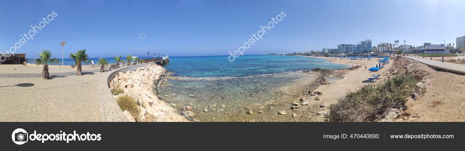 Panorama Fig Tree Bay Sunny Day Protaras Cyprus April 2021 — Stock ...