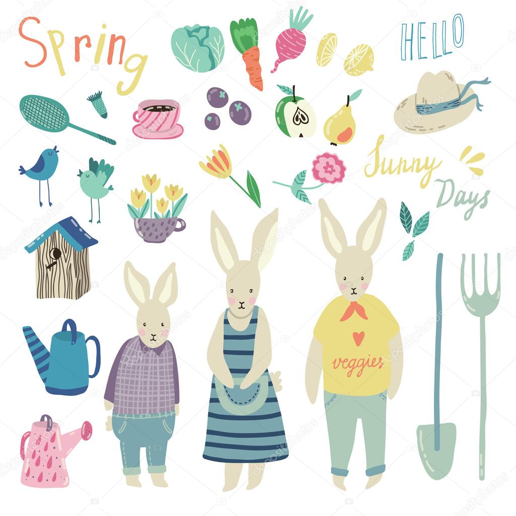 Spring Garden vector set Stock Vector by ©SmirnovaJulia 107729782