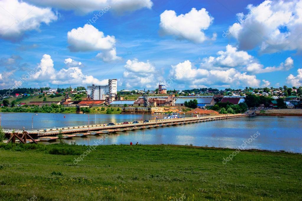 View on city of Birsk and pontoon bridge — Stock Photo © 3641016 ...