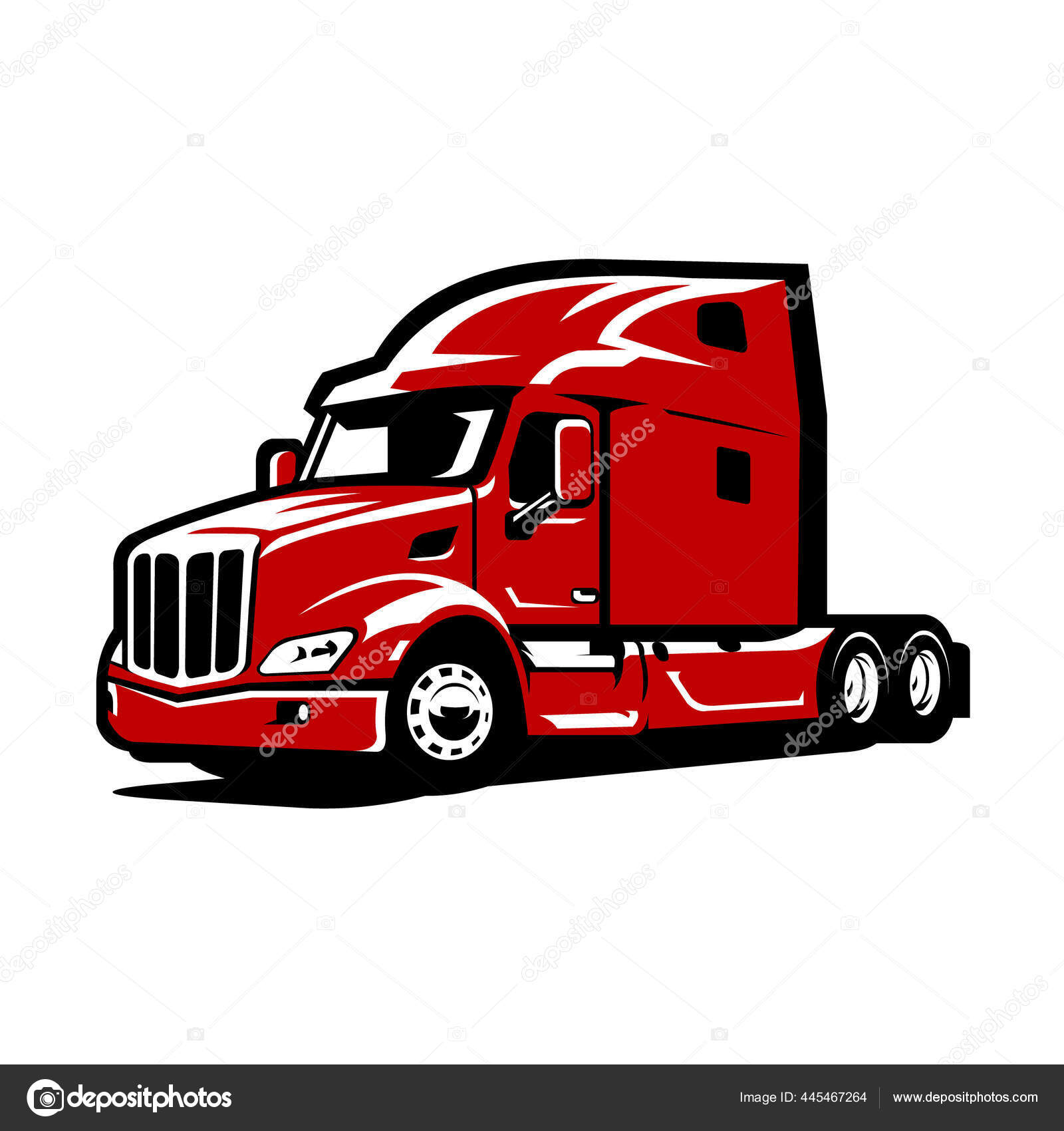 Semi Truck Wheeler Side View Vector Isolated Stock Vector by ...