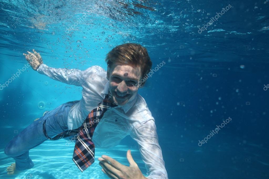 Man Diving Underwater