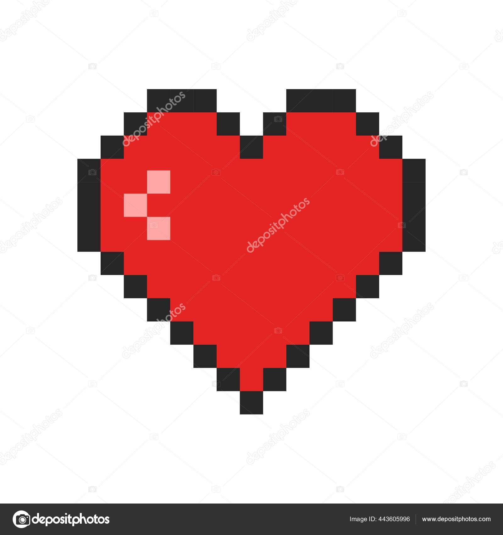 Pixel Art Heart Icon Retro Game Symbol Template Design Valentine's ...