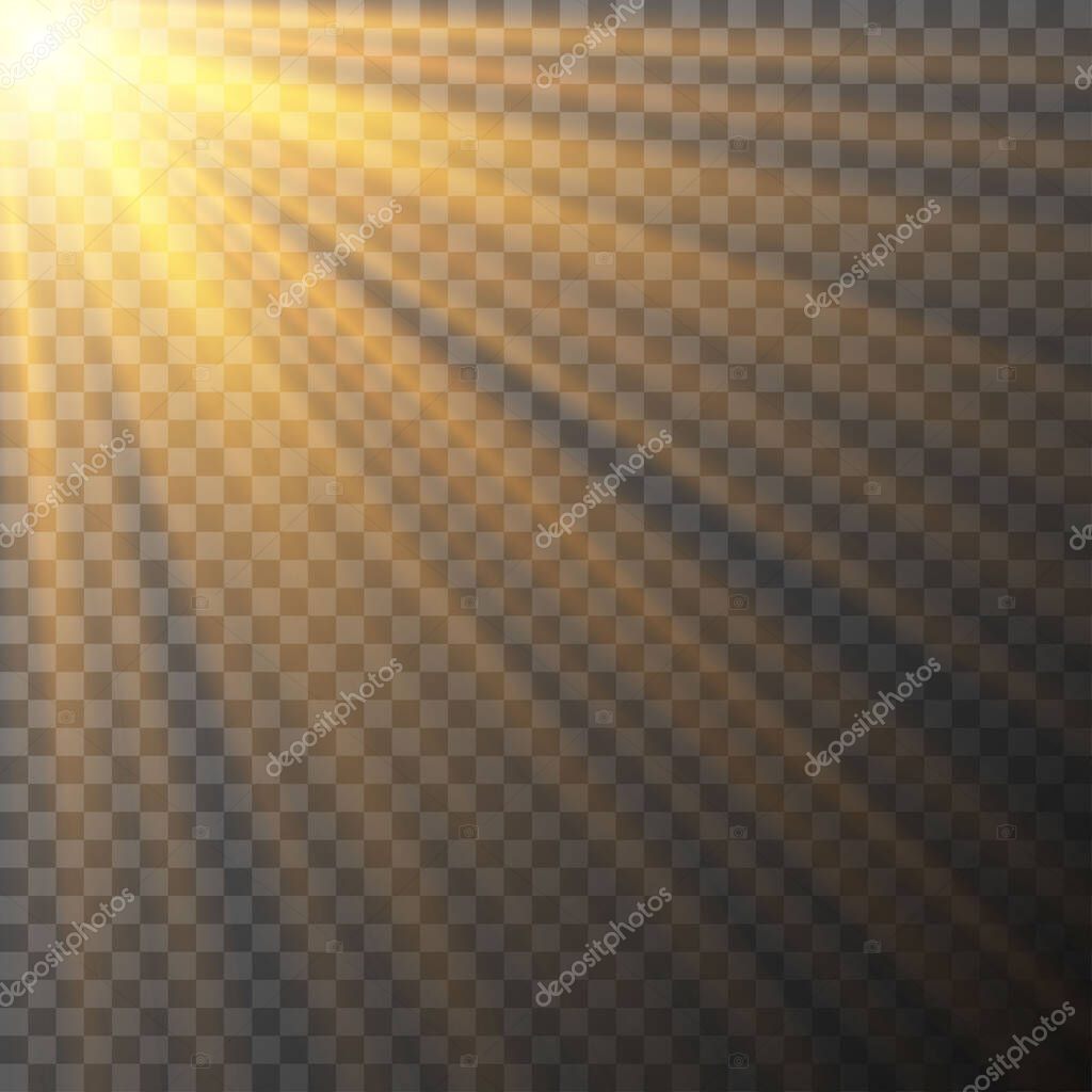 Sunlight Sun Beams Isolated Transparent Background Yellow Sun Rays Glow ...