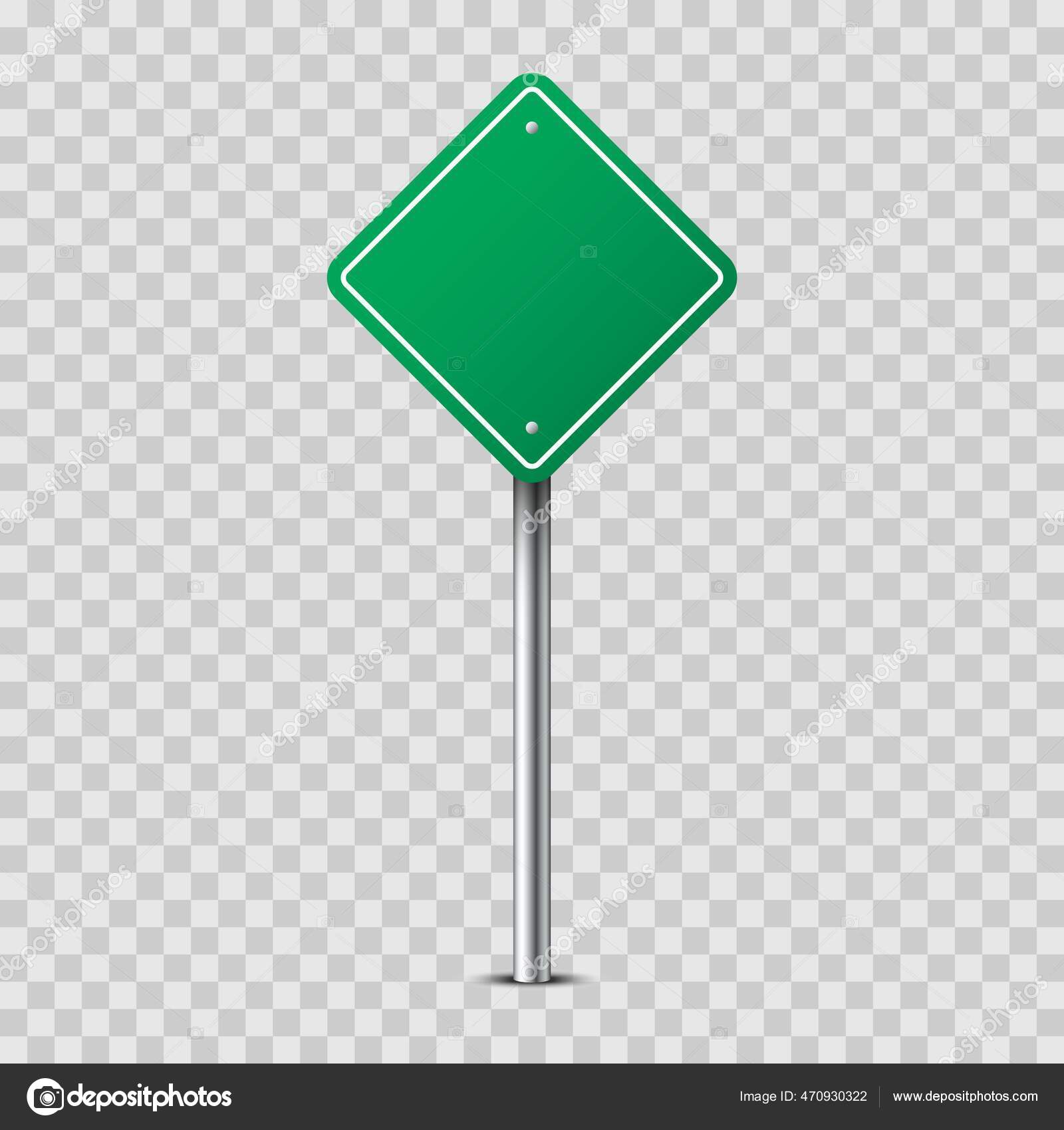 Realistic Green Rhombus Traffic Sign Metal Pole Isolated Transparent ...