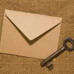 A secret envelope, a parcel bound with a rope, with a symbolic lock ...