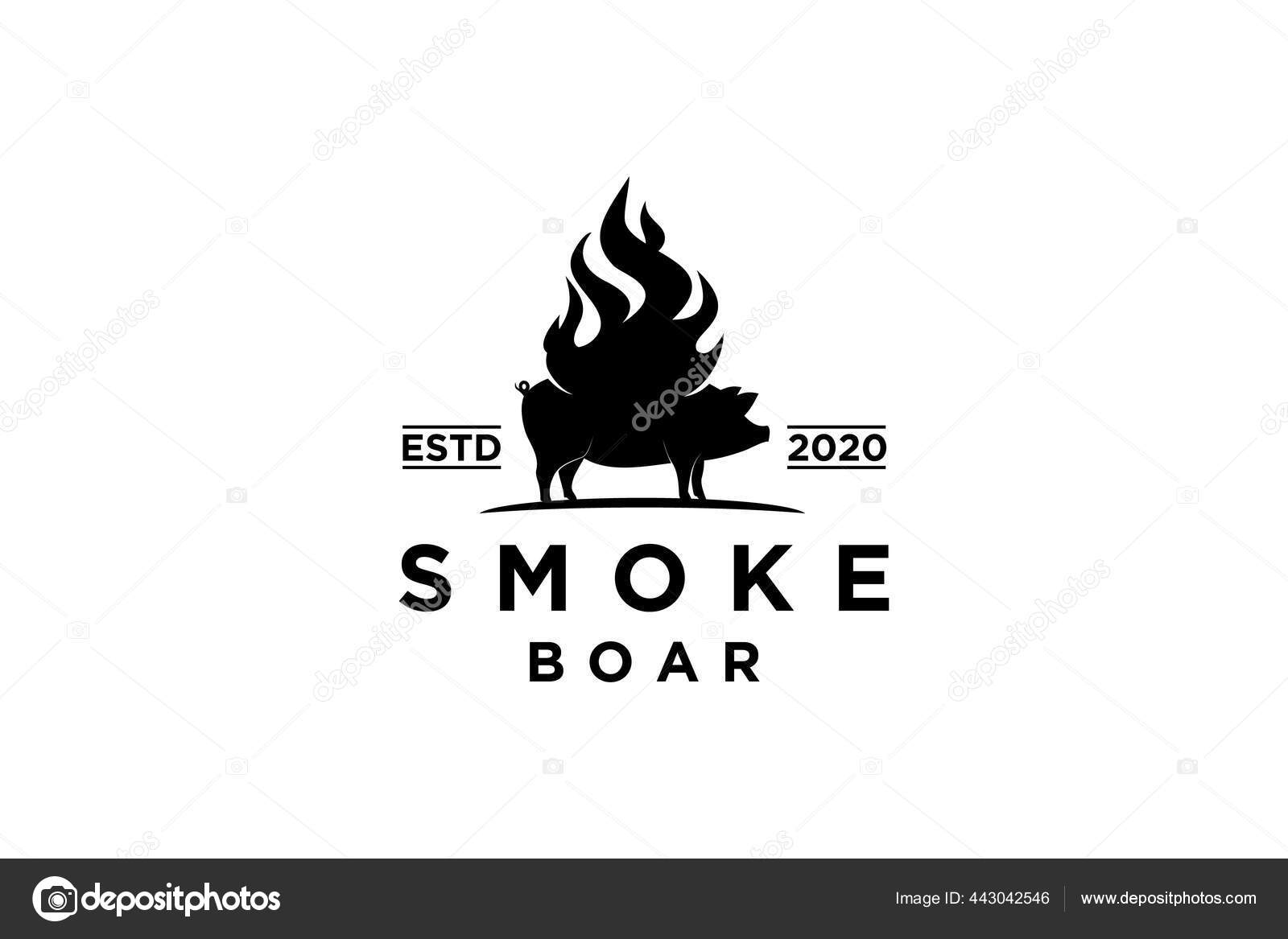 Smoke Grilled Pork Pig Silhouette Burned Boar Hog Fire Flame Stock ...