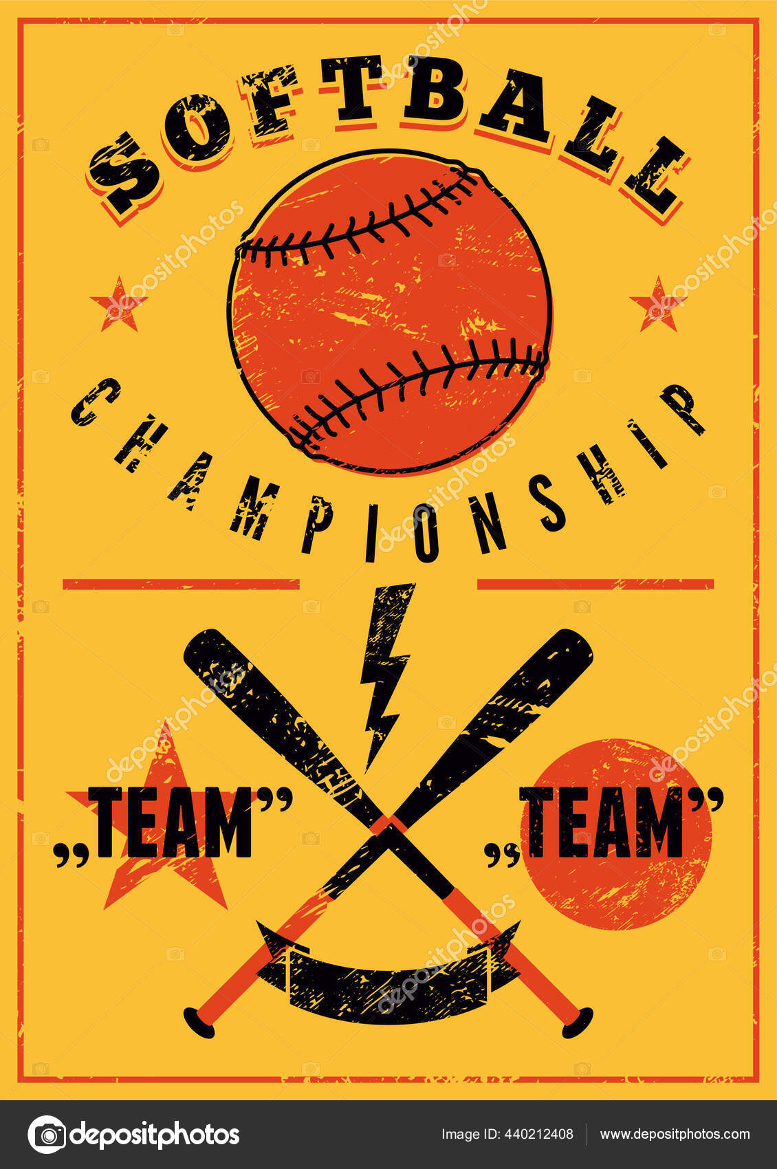 Softball Championship Typographical Vintage Grunge Style Poster Retro ...
