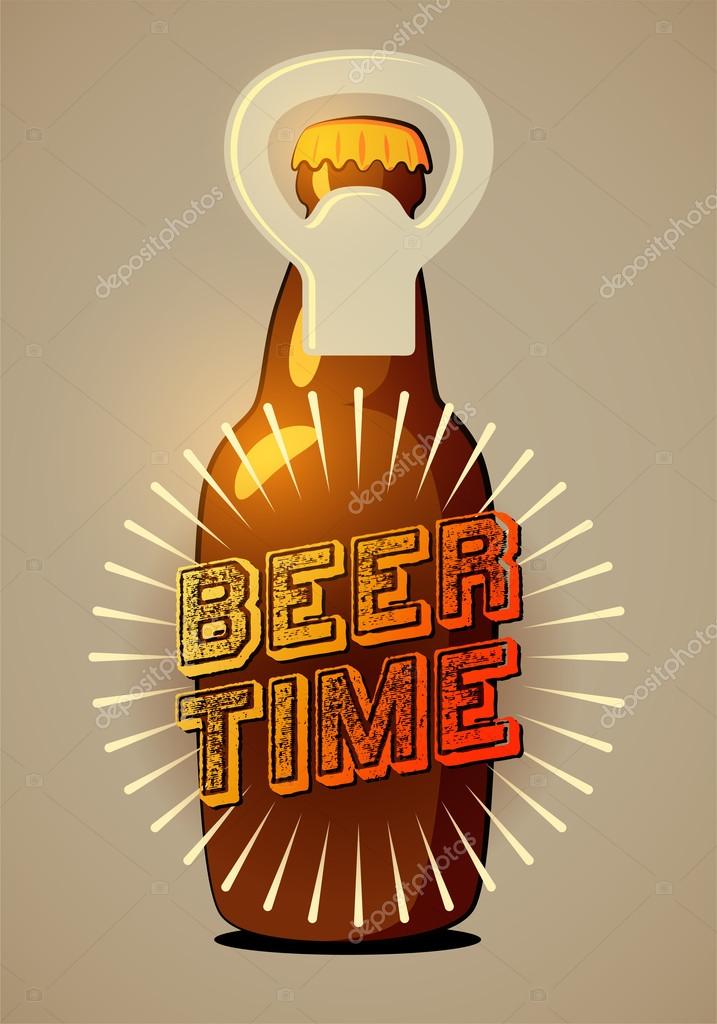 Beer Time. Typographic retro beer poster. Vector illustration. Eps10 ...