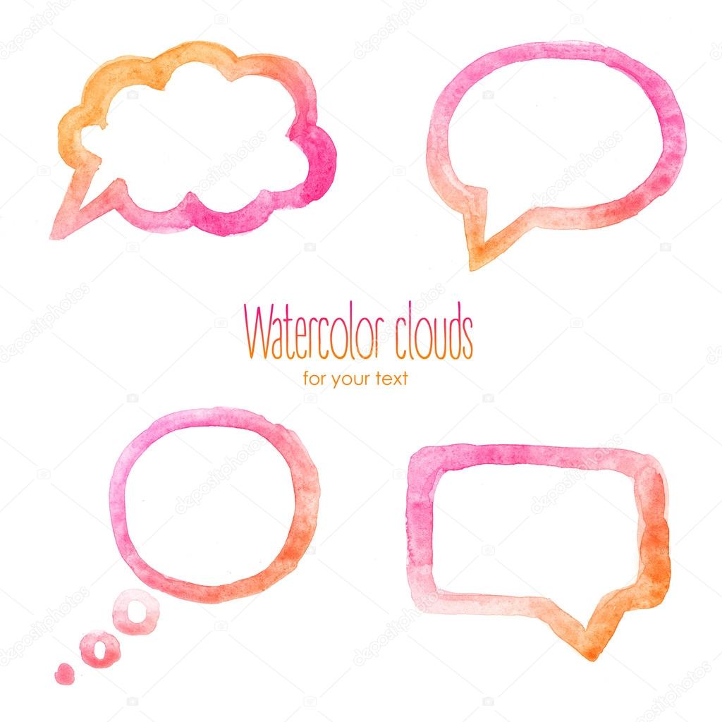 Watercolor pink blank clouds for text Stock Illustration by ©sowkusom ...