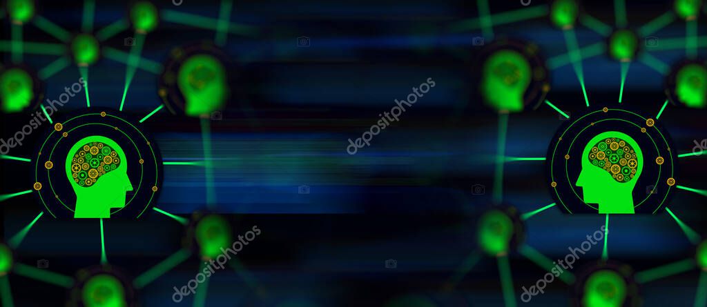 Redes cerebrales humanas, inteligencia artificial y concepto de interacciones. conexión entre el ...