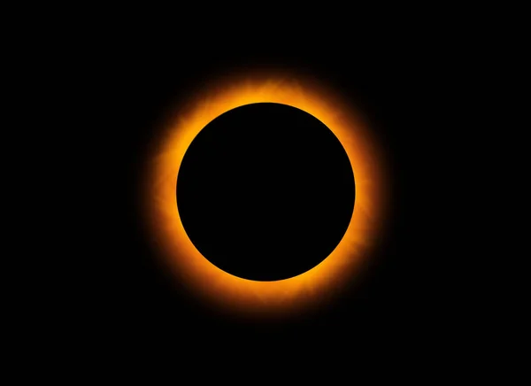 Solar Eclipse phenomenon. Total Eclipse Orange sunshine Around The Full Black Moon. Solar ...