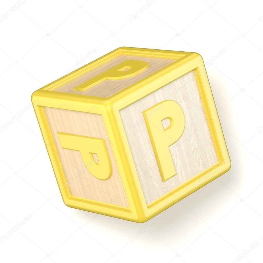 Letter P wooden alphabet blocks font rotated. 3D Stock Photo by ...