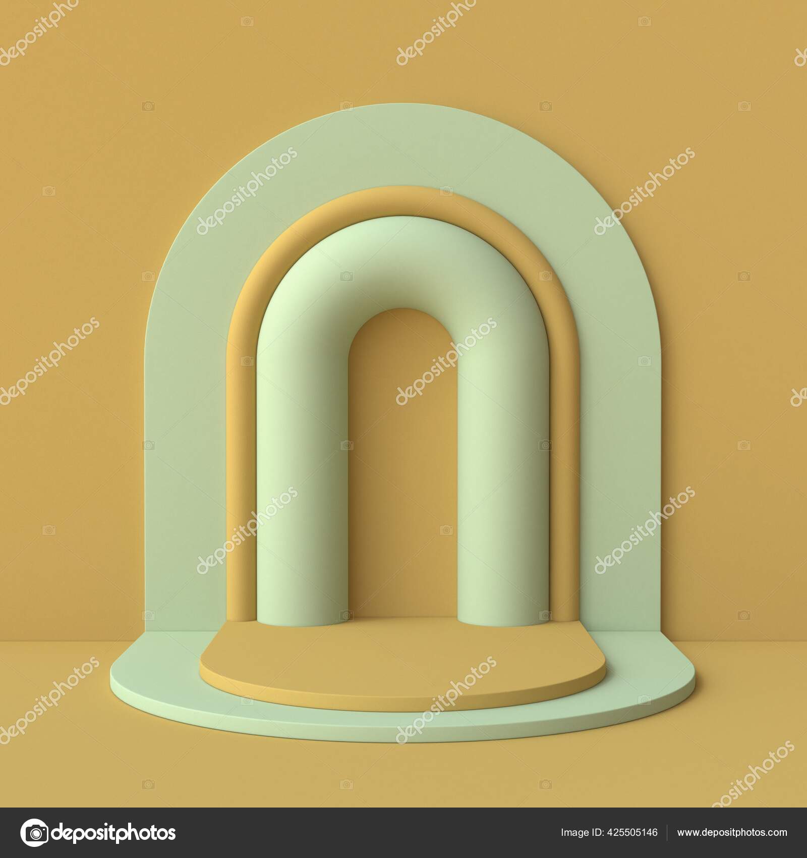 Abstract Mock Architectural Arc Render Illustration Green Background ...