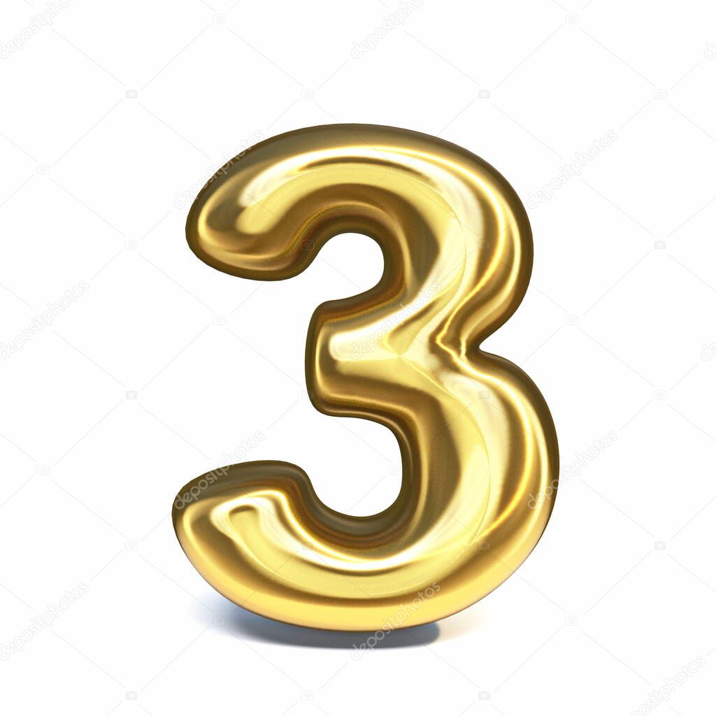 Golden font N mero 3 TRES Ilustraci n de representaci n 3D aislada ...