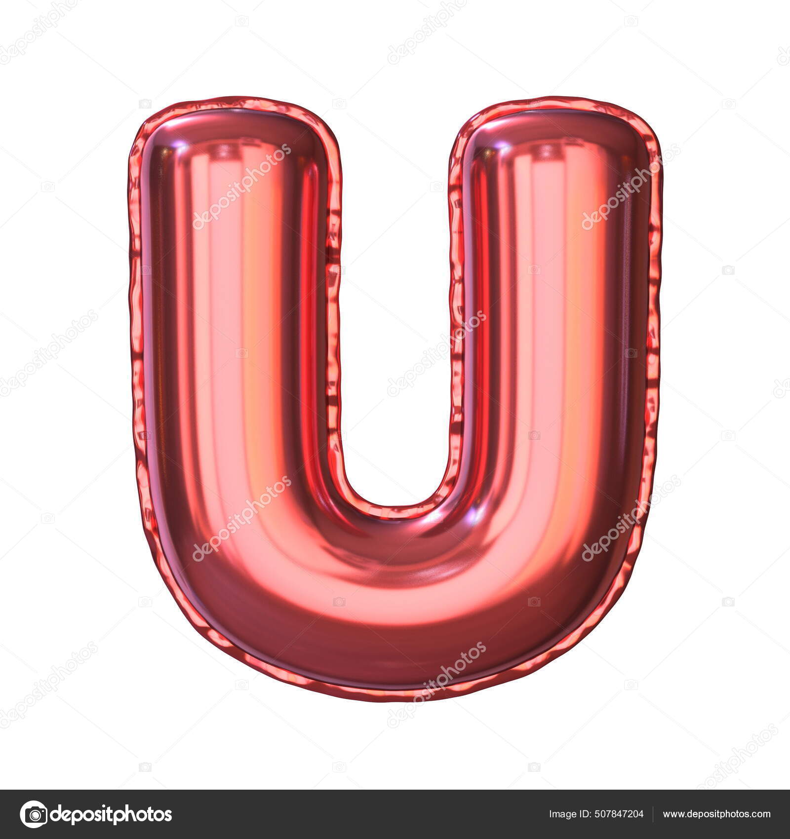 Red Metallic Balloon Font Letter Rendering Illustration Isolated White ...