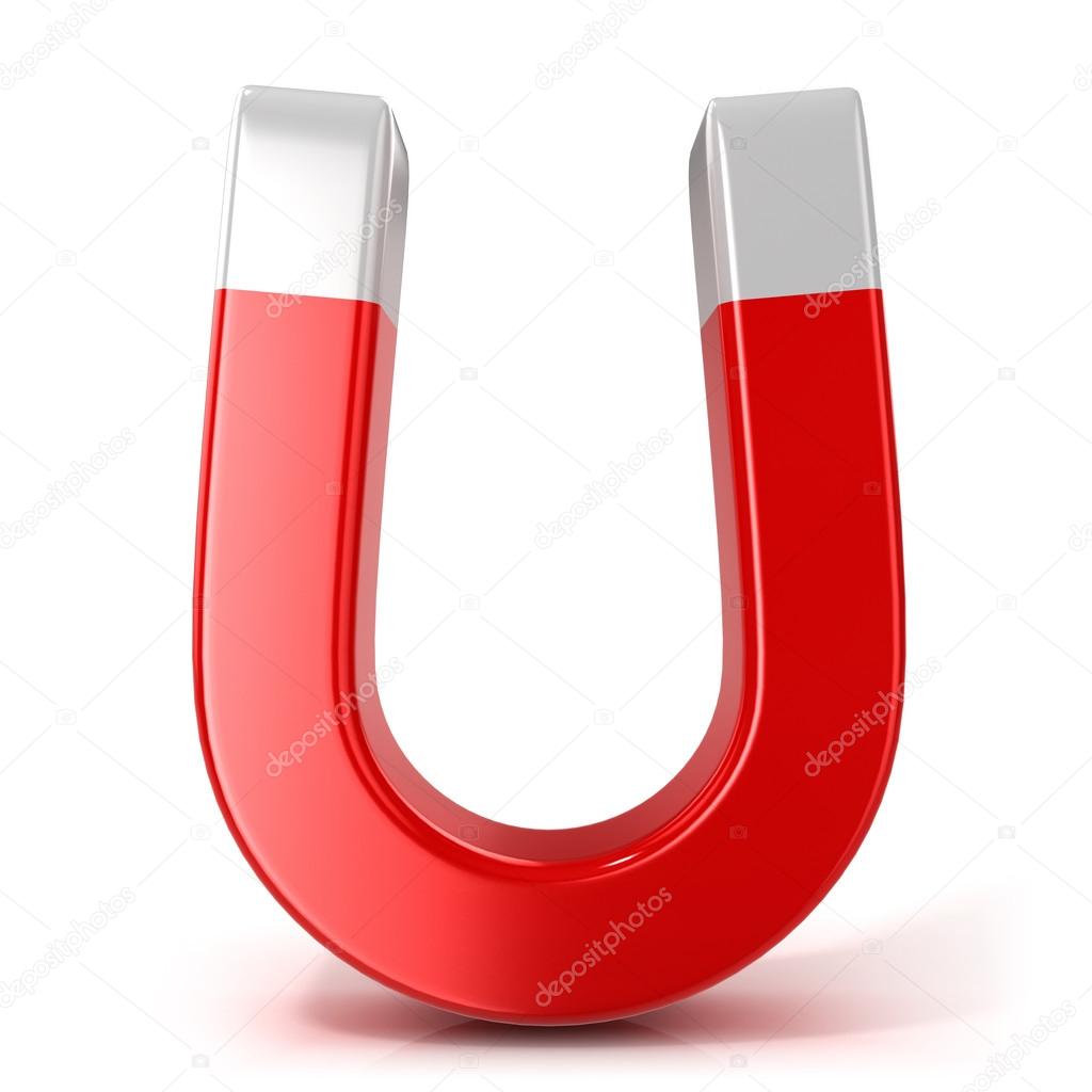 Horseshoe magnet isolated on white background. Front view Stock Photo ...