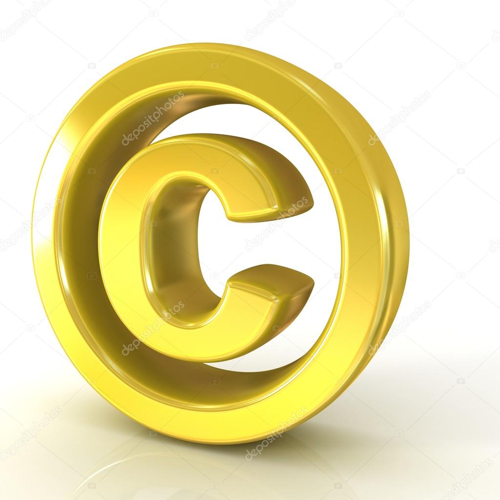 Copyright symbol 3d golden isolated on white background ⬇ Stock Photo ...