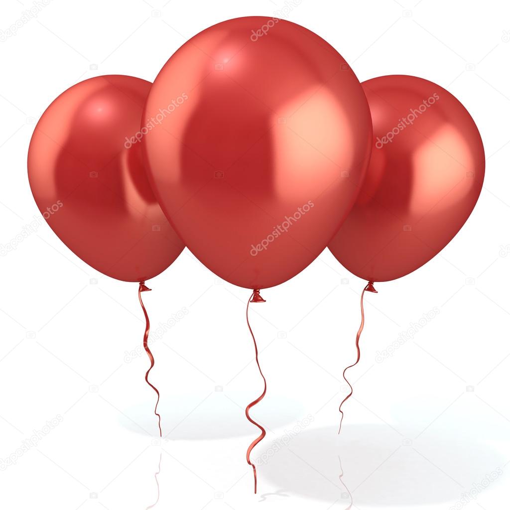 Three red balloons, isolated on white background Stock Photo by ...