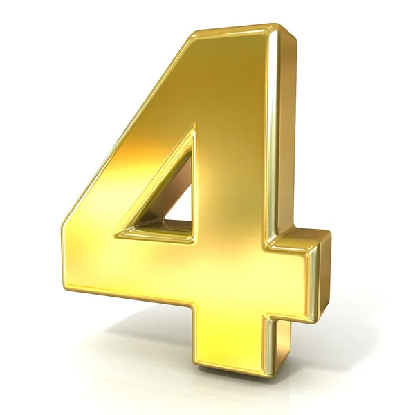 Golden Number Four Render Illustration Isolated White Background Stock ...